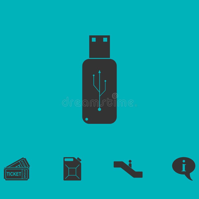 Usb flash drive icon flat stock vector. Illustration of button - 137895585
