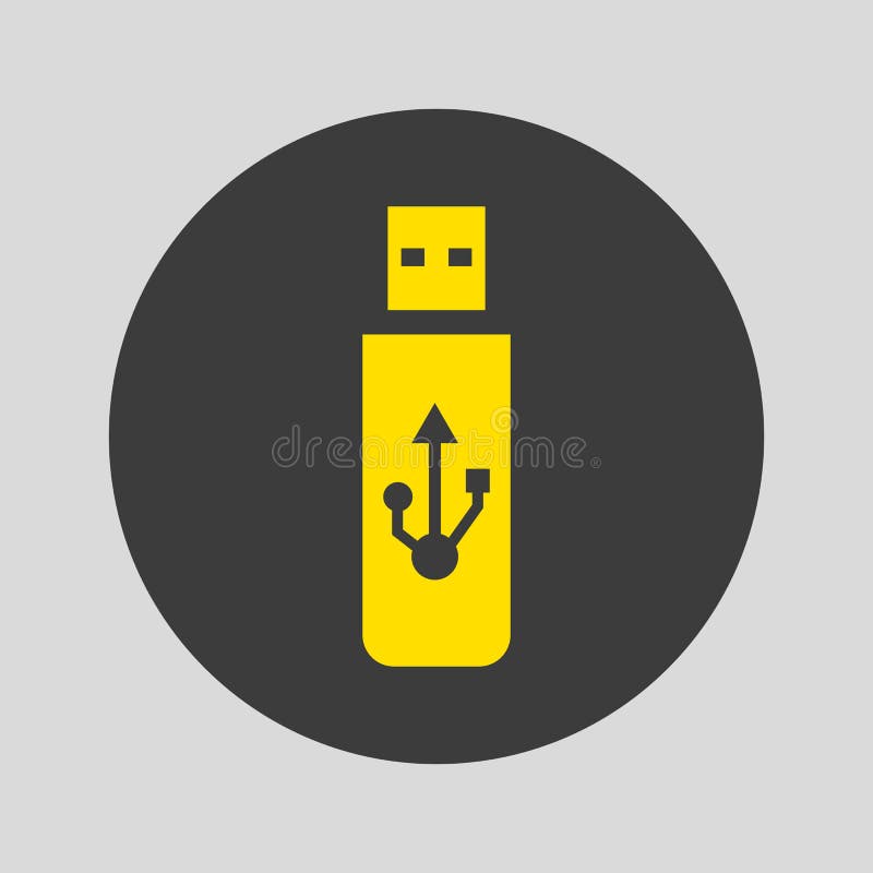 USB Flash Drive Icon on Gray Background. Stock Illustration ...