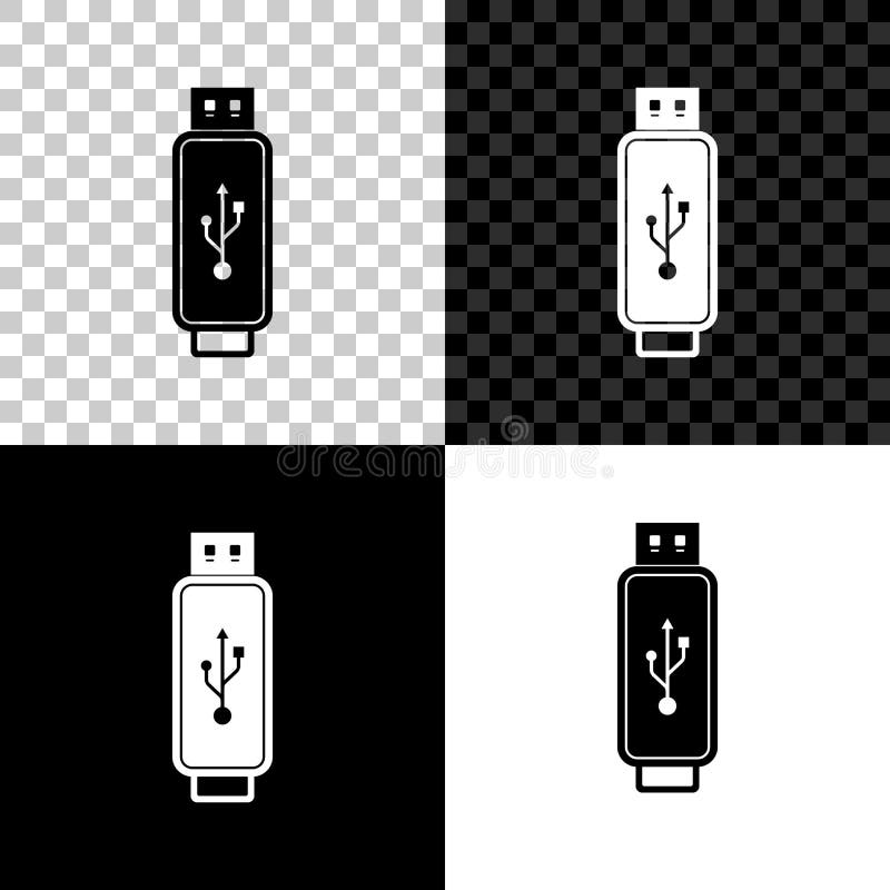 USB Flash Drive Icon Isolated on Black, White and Transparent ...