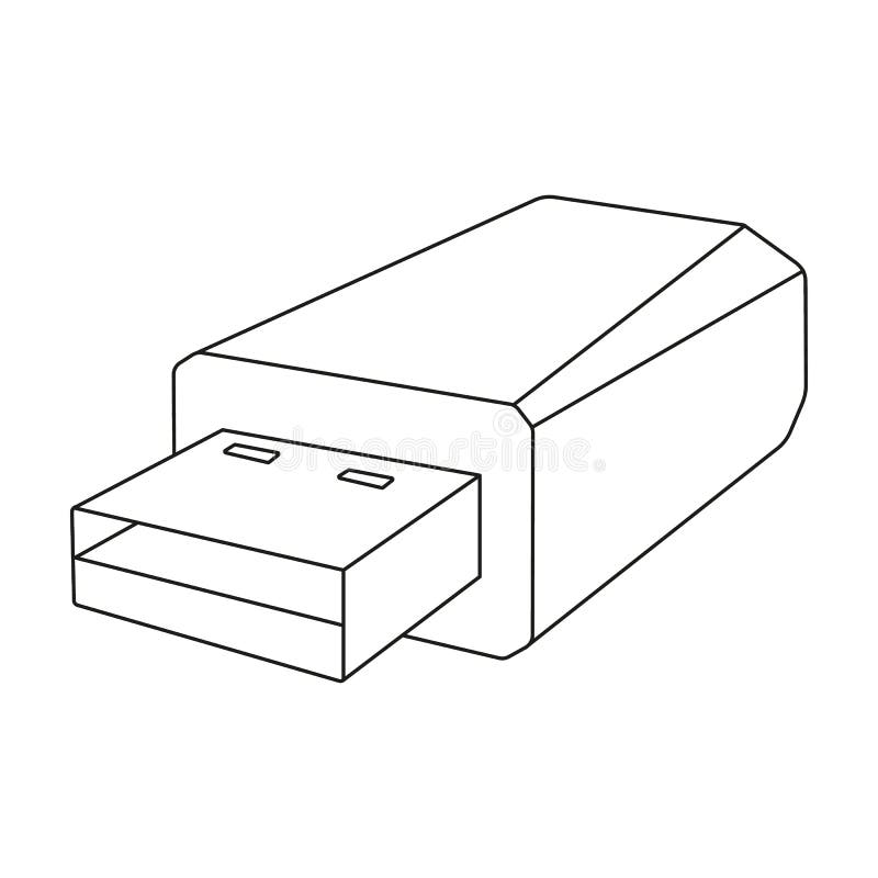 USB Flash Drive Outline Icon Stock Vector - Illustration of simple ...