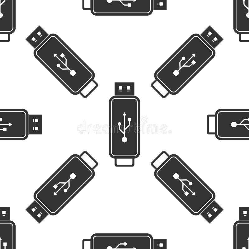 USB Flash Drive Icon Seamless Pattern on White Background Stock Vector ...