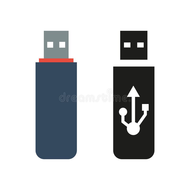 USB Flash Drive Icon on White Background Stock Illustration ...