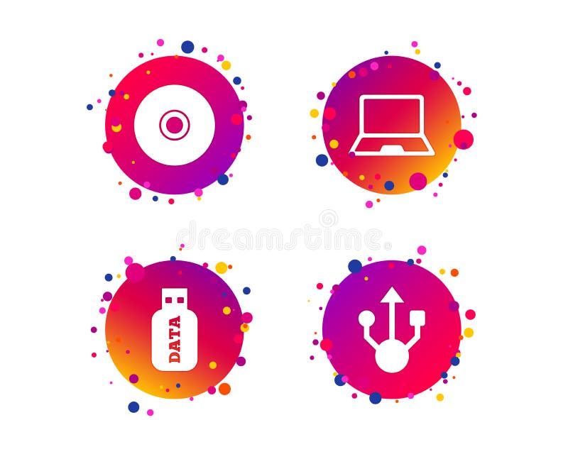 Usb Flash Drive Icons. Notebook or Laptop Pc. Vector Stock Vector ...