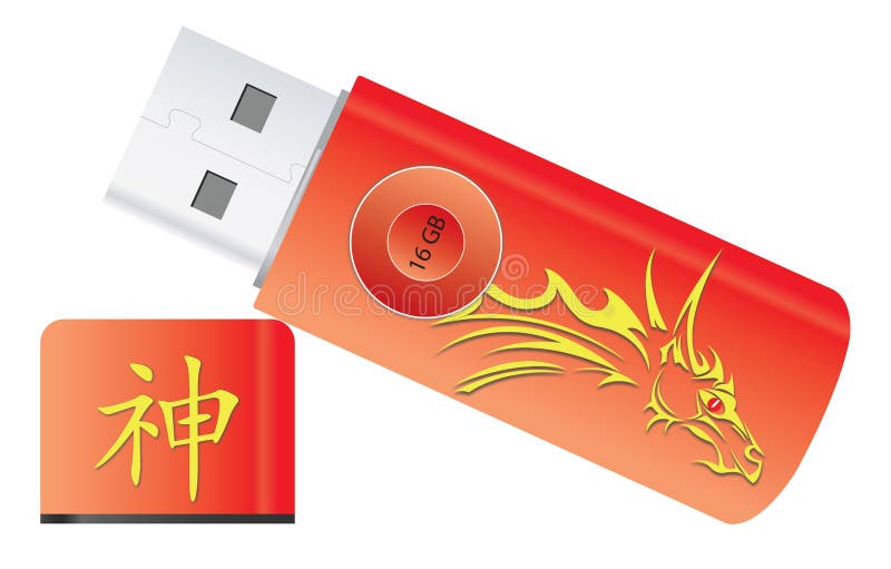 USB Flash Drive, Illustration Stock Vector - Illustration of media ...