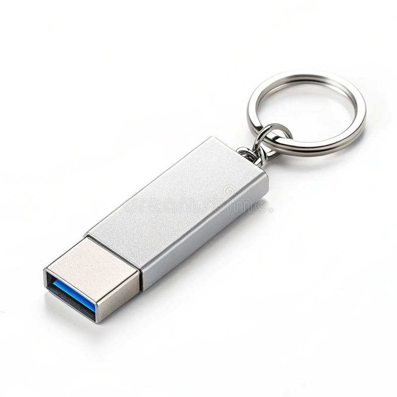 USB Flash Drive Keychain Isolated on White Background Stock ...