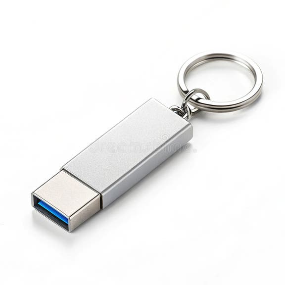 USB Flash Drive Keychain Isolated on White Background Stock ...