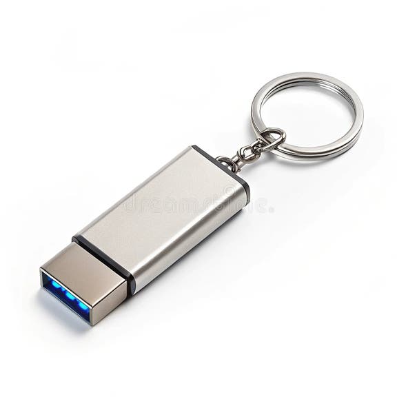 USB Flash Drive Keychain Isolated on White Background Stock ...