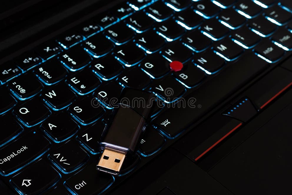 Usb Flash Drive on the Laptop Keyboard Stock Image - Image of digital ...