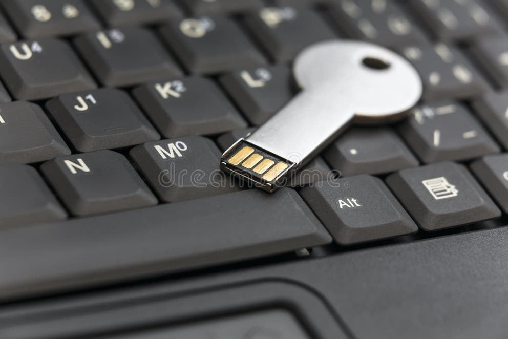 USB Flash Drive on Laptop Keyboard Stock Image - Image of flash, metal ...