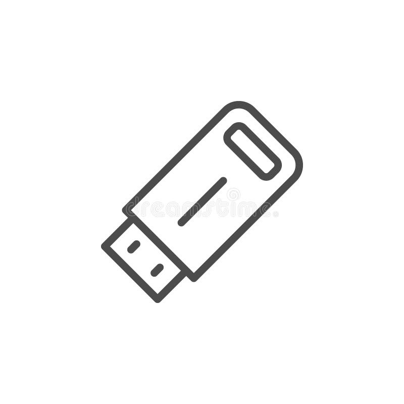 USB Flash Drive Line Outline Icon Stock Vector - Illustration of ...