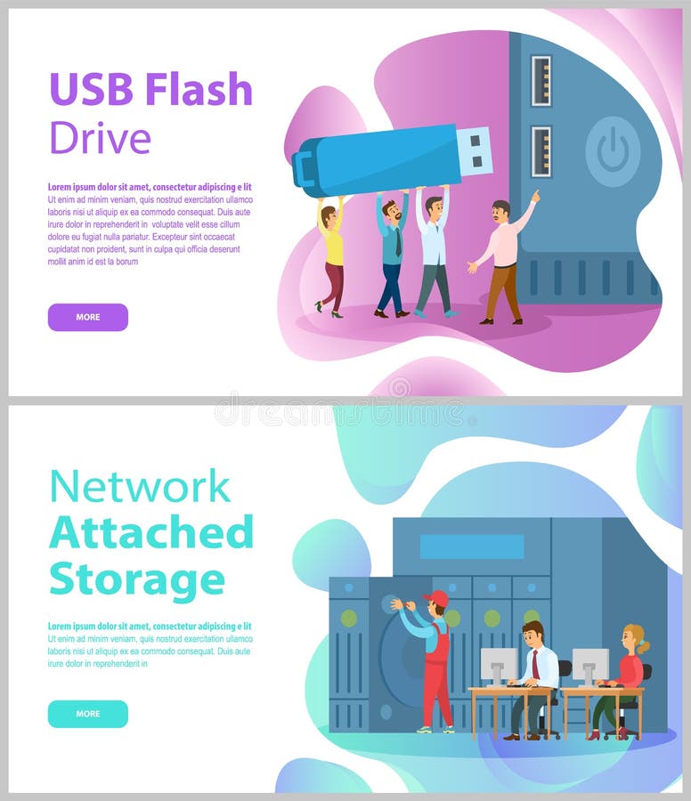 USB Flash Drive Memory, Network Attached Storage Landing Page Template ...