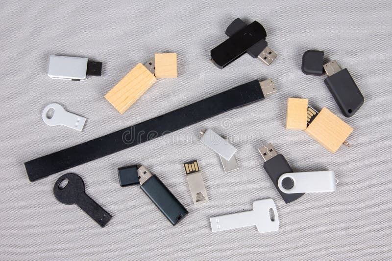 USB Flash Drive Memory Sticks Keys on White Background in Flat Style ...