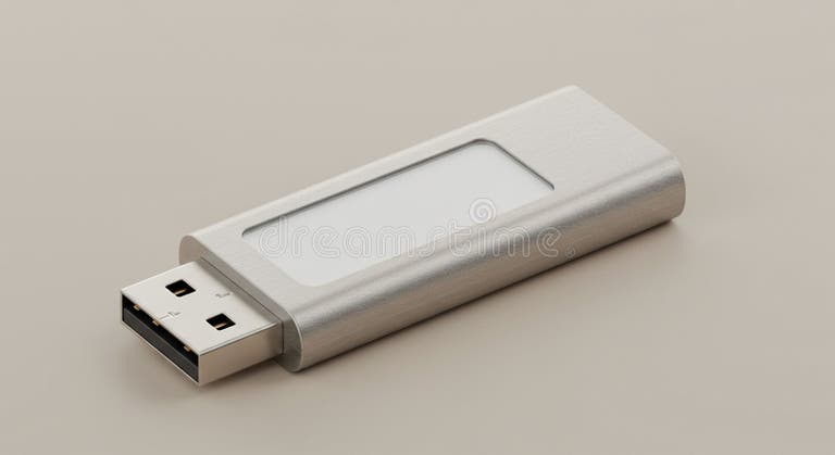 USB Flash Drive with a Metallic Silver Casing and Rectangular Design ...