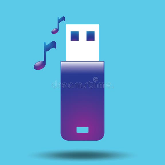 Usb Flash Drive with Musical Notes. Vector Illustration Decorative ...