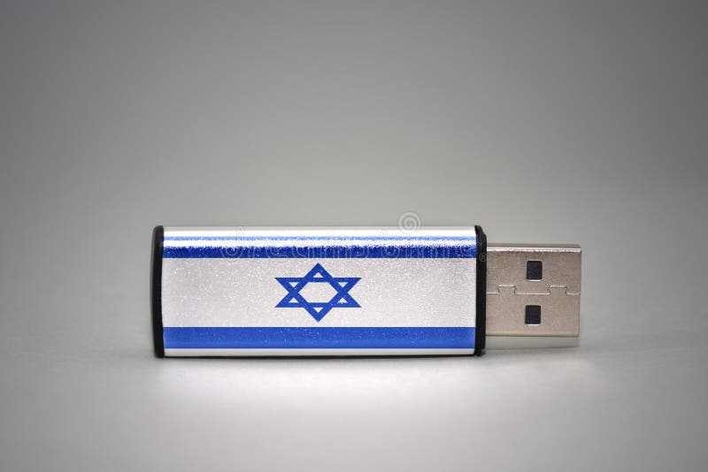 Usb Flash Drive with the National Flag of Israel on Gray Background ...