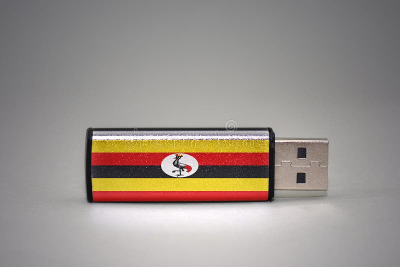 Usb Flash Drive with the National Flag of Uganda on Gray Background ...