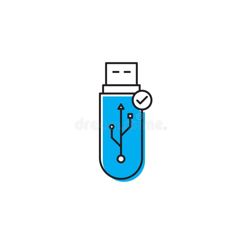 USB Flash Drive Notification Vector Icon. Filled Flat Sign for Mobile ...