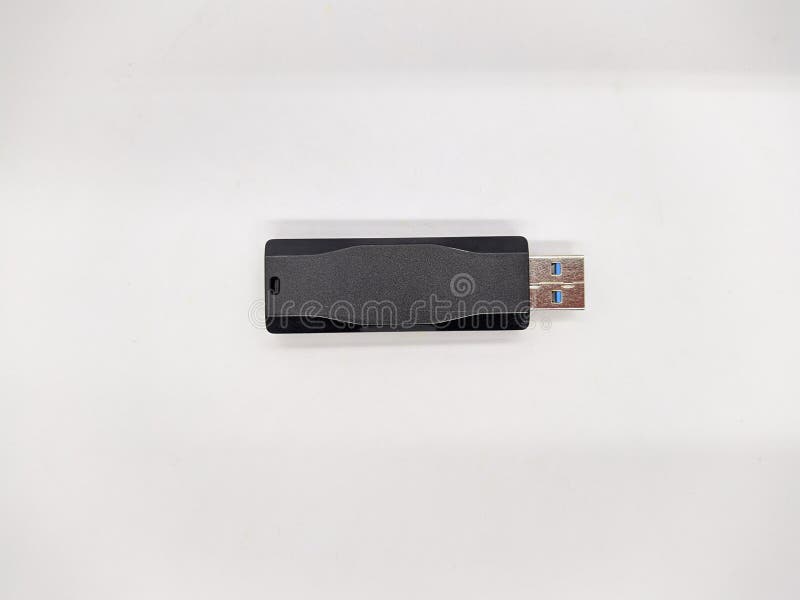 USB Flash Drive. One Black USB Flash Drive on a White Background Top ...