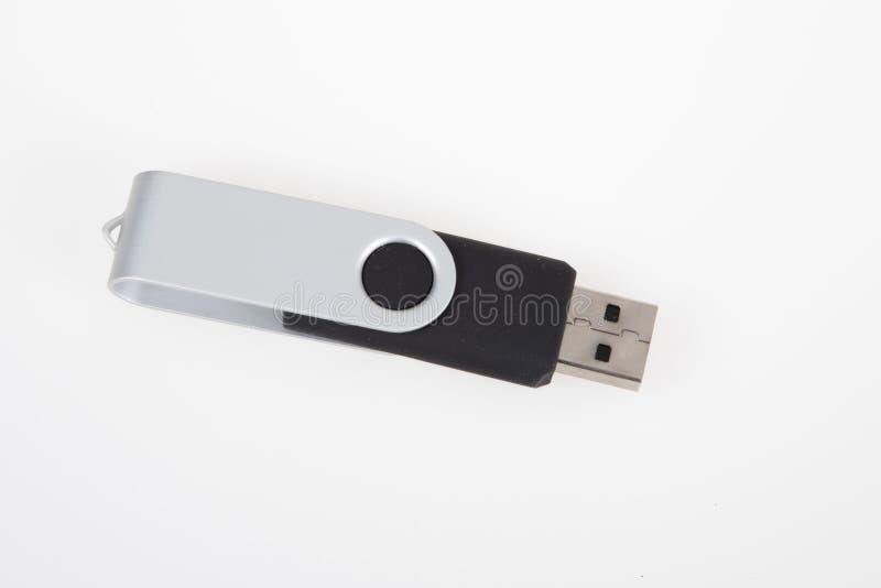 USB Flash Drive Open Key Grey and Black on White Background Stock Photo ...