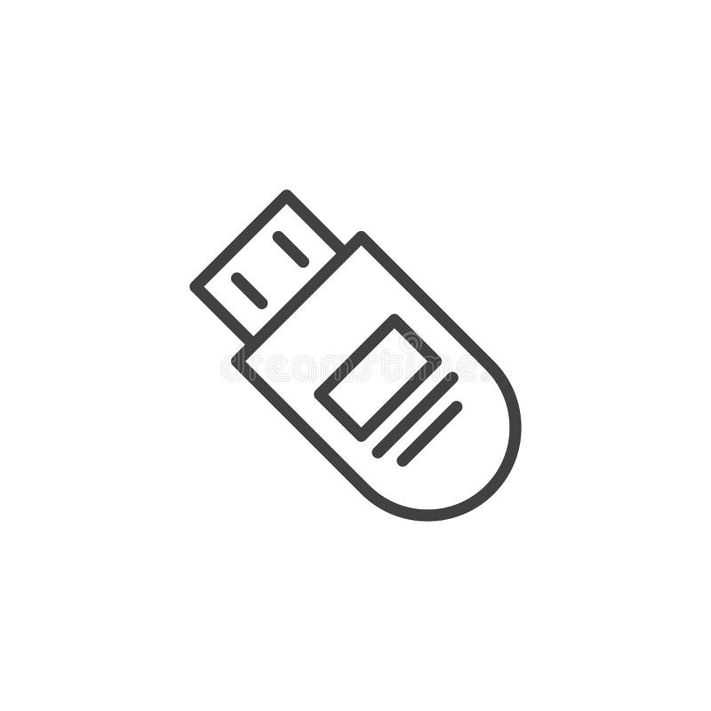 USB Flash Drive Outline Icon Stock Vector - Illustration of single ...