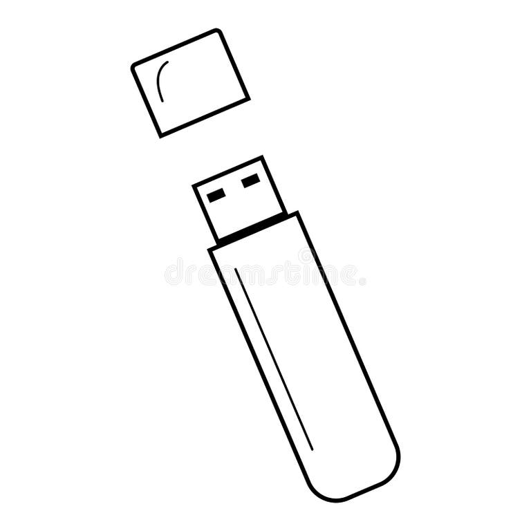 USB Flash Drive Outline Icon. Stock Vector - Illustration of disk ...