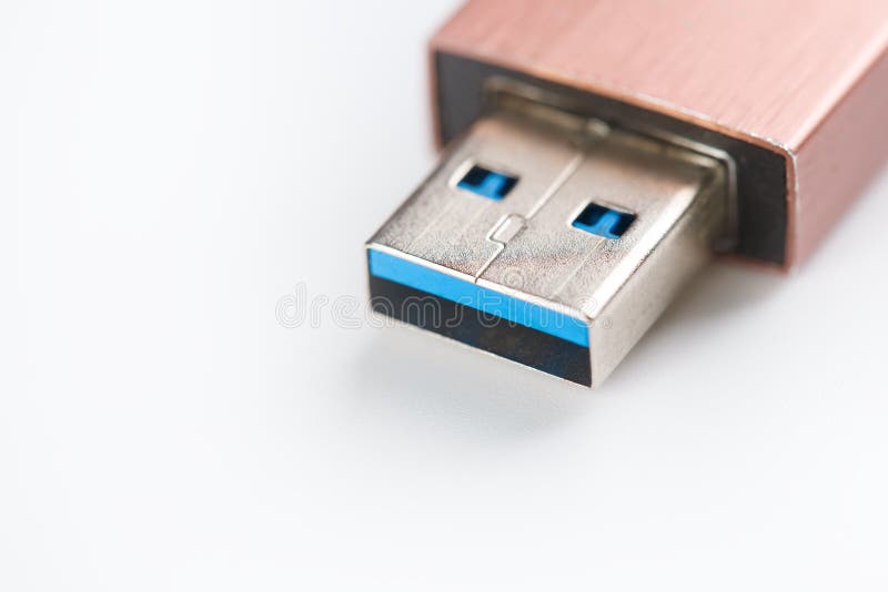 USB Flash Drive 3 Plug Closeup on a White Background. Storage in ...