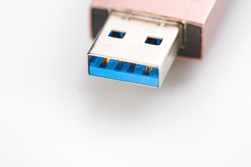 USB Flash Drive 3 Plug Closeup on a White Background. Storage in ...