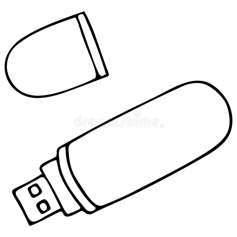 USB Flash Drive. Additional Memory. Sketch. Vector Illustration ...