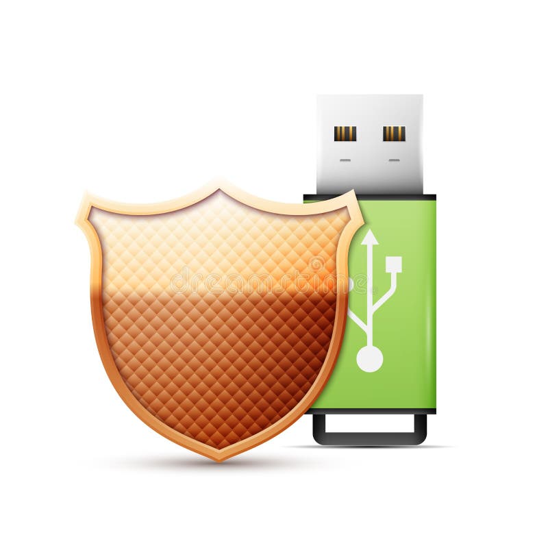 Usb Flash Drive with Shield, Data Protection Stock Vector ...