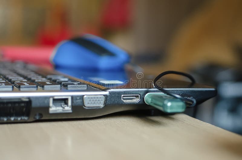 USB Flash Drive Stick Being Connected To Laptop Computer Stock Photo ...