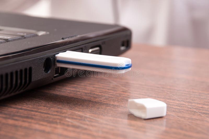 USB Flash Drive Stick Connected To Laptop Stock Photo - Image of ...