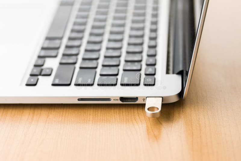USB Flash Drive Stick Connected To Laptop Computer Stock Image - Image ...