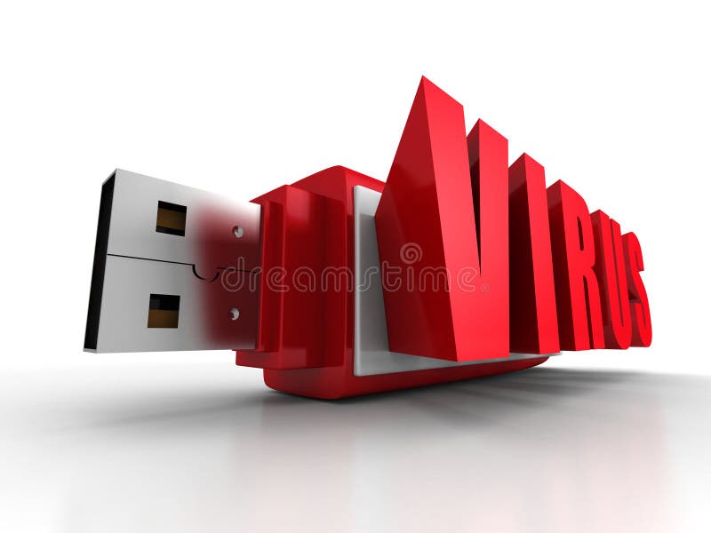 USB Flash Drive Stick with Word Text VIRUS Stock Illustration ...