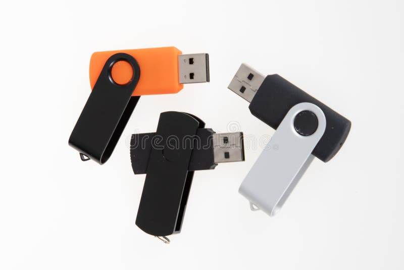 USB Flash Drive Three Keys in Silver Black and Orange Color Stock Image ...