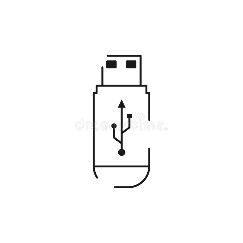 Usb Flash Drive Vector Black Linear Flat Style Icon Stock Vector ...