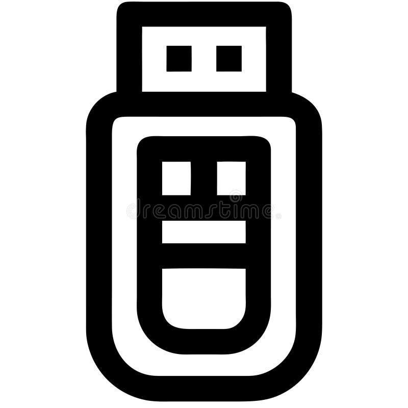 USB Flash Drive Vector Outline Black and White Simple Design Stock ...