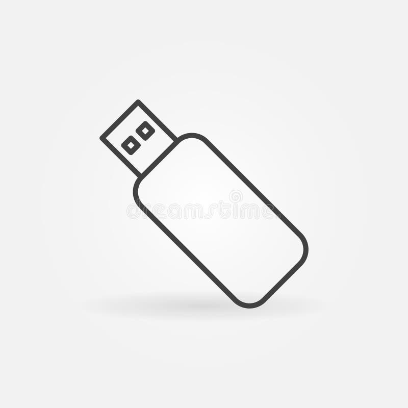 USB Flash Drive Vector Outline Concept Icon or Sign Stock Vector ...