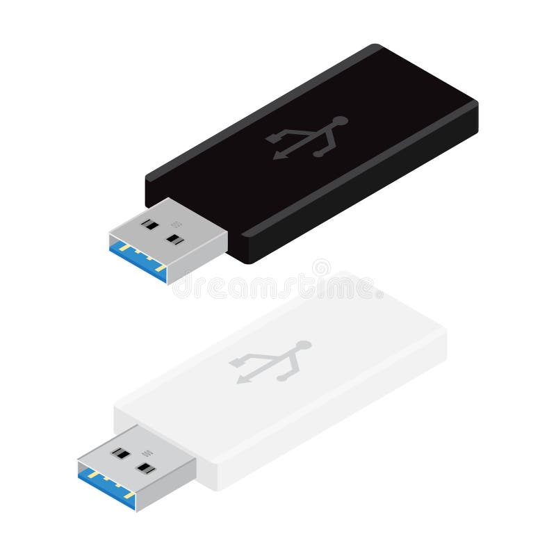 USB Flash Drive Vector Isolated on White Background Isometric View ...