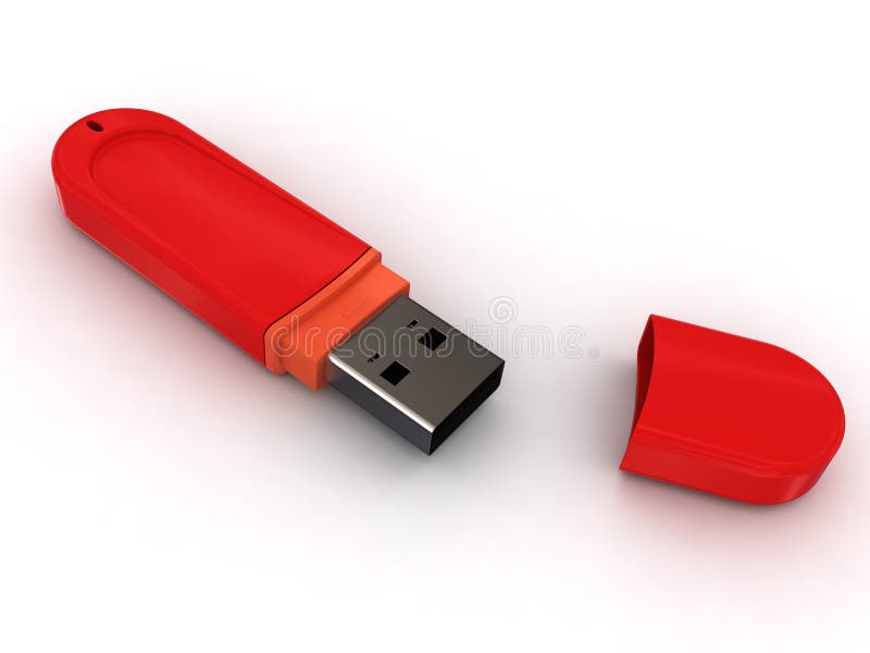 USB Flash Drive on White Background Stock Illustration - Illustration ...
