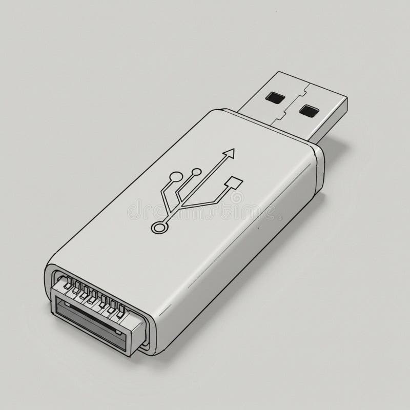 USB Flash Drive, White, Rectangular, Featuring a Standard USB-a ...