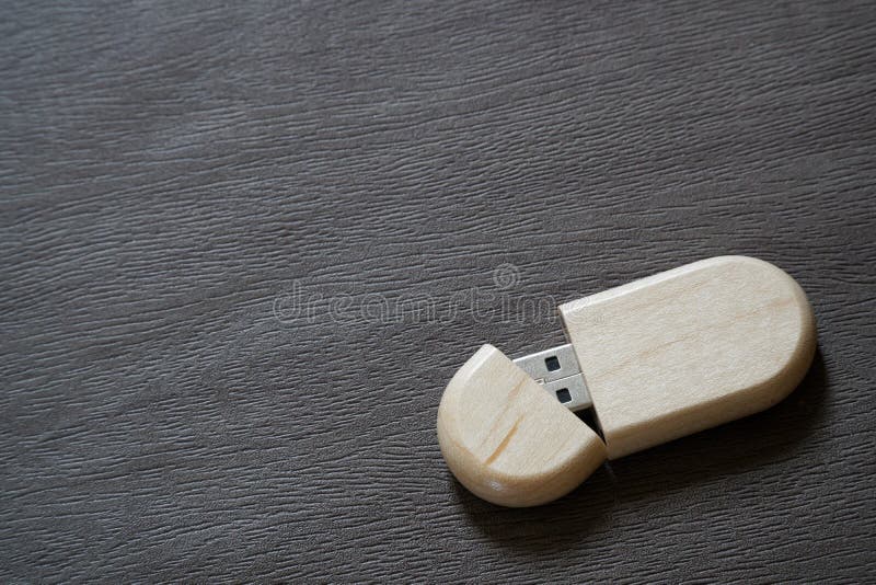 Usb Flash Drive with Wooden Surface on Desk for USB Port Plug-in ...