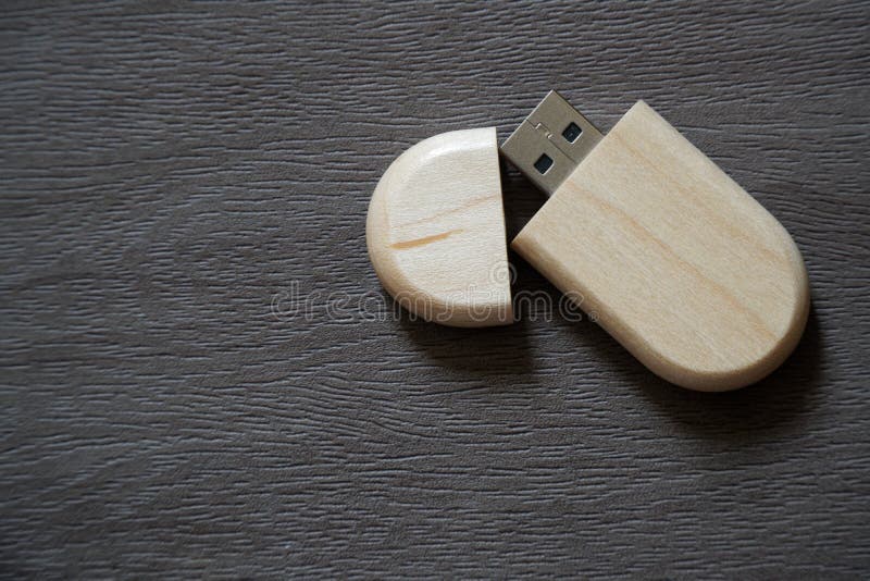 Usb Flash Drive with Wooden Surface on Desk for USB Port Plug-in ...
