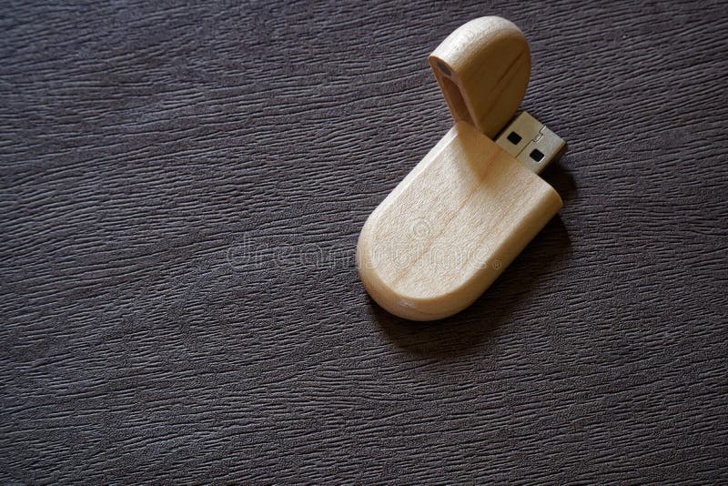 Usb Flash Drive with Wooden Surface on Desk for USB Port Plug-in ...