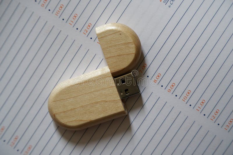 Usb Flash Drive with Wooden Surface on Note Page for USB Port Plug-in ...