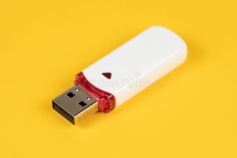USB Flash Drive on Yellow Background Stock Photo - Image of information ...