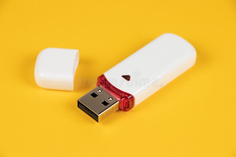 USB Flash Drive on Yellow Background Stock Photo - Image of plastic ...