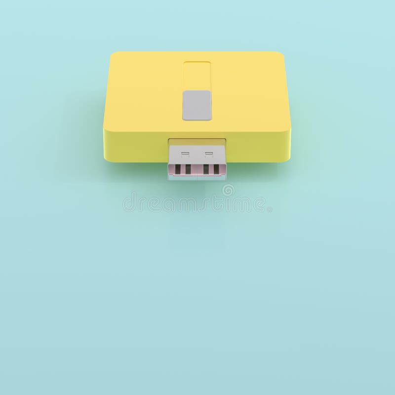 USB Flash Drive Yellow and Blue Pastel Color Stock Illustration ...