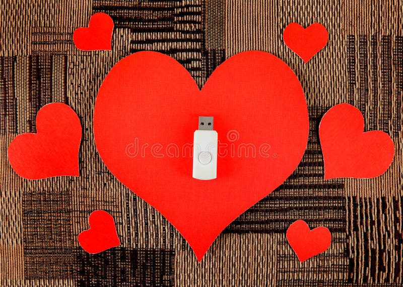 USB Flash Drives with Heart Shapes Stock Image - Image of flash ...