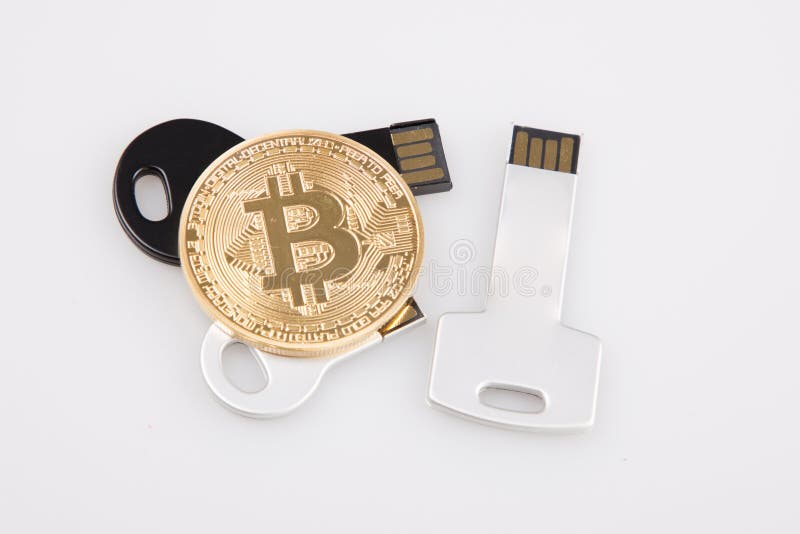 USB Flash Drives in Key Form with Gold Bitcoin Stock Image - Image of ...