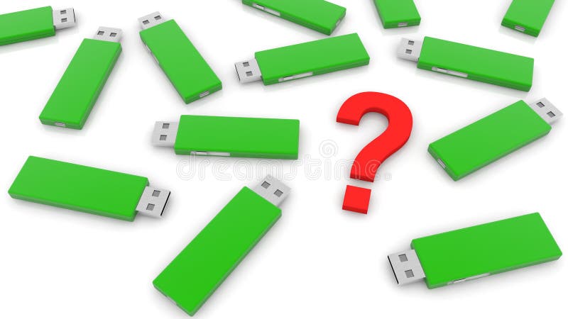 Usb Flash Drives with Red Question Mark Concept Stock Illustration ...